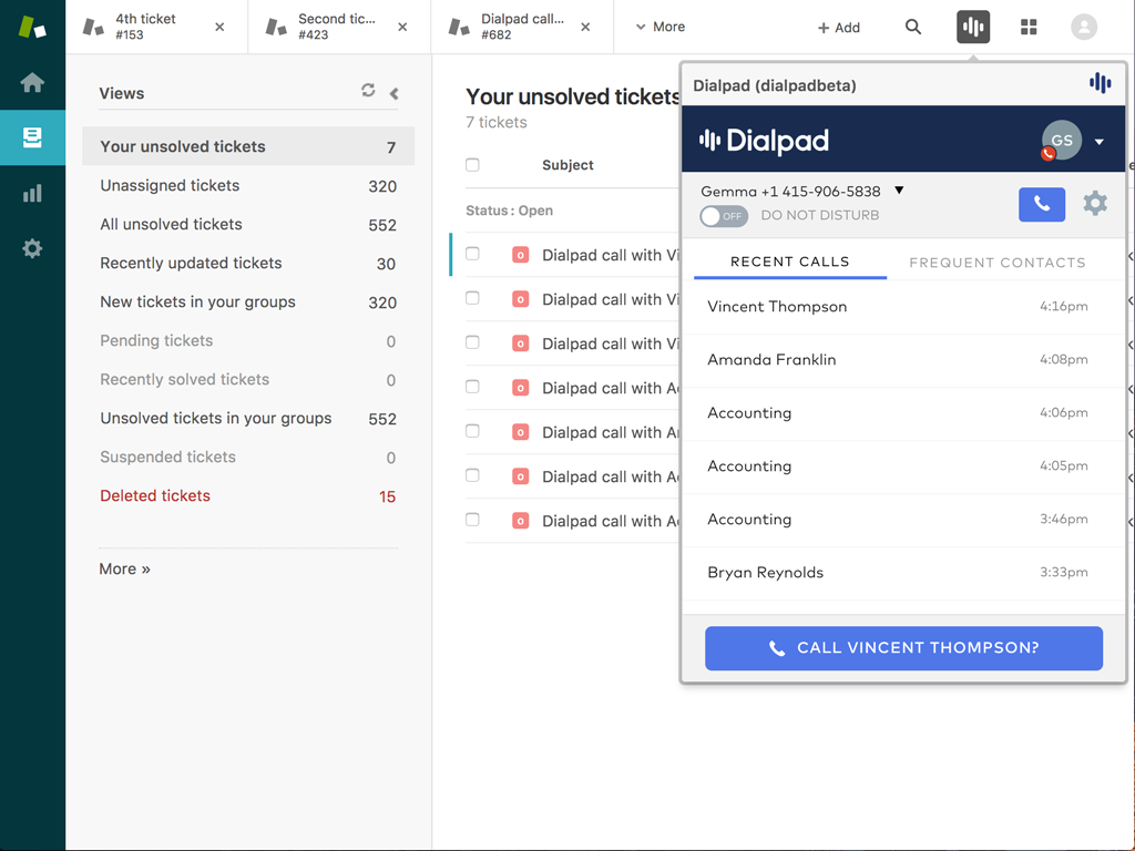Dialpad App Integration with Zendesk Support